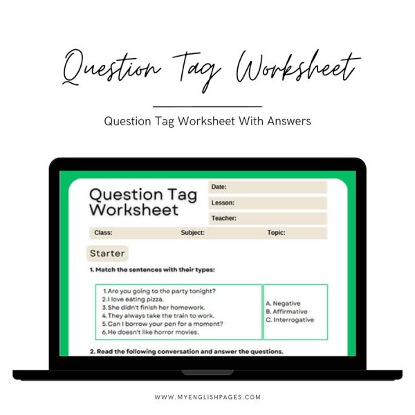 Question Tag Worksheet With Answers: Help Your Students Master Their ...