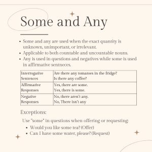 Grammar Lessons: The Use Of Some And Any In English (A Comprehensive ...