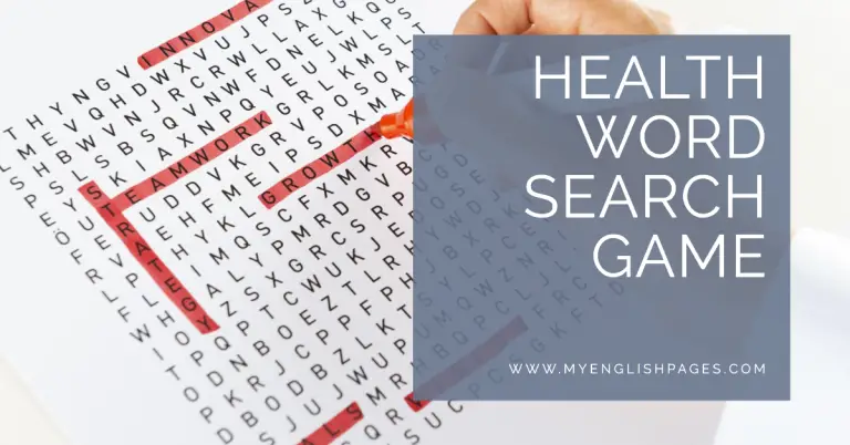 Health Word Search Game: Review And Consolidate Health Vocabulary