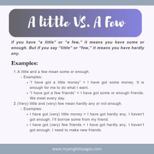 Grammar Lesson: A Little And A Few (Easy Explanations And Illustrations)