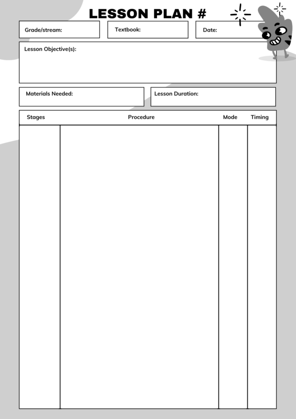 Print-friendly Blank Simple Lesson Plan Template - My English Pages