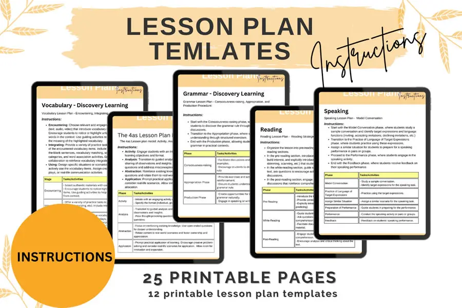 Comprehensive English Lesson Plan Templates With Bonuses - My English Pages