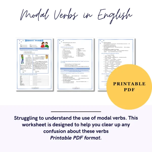 A Comprehensive Downloadable Modal Verbs Worksheet PDF - My English Pages