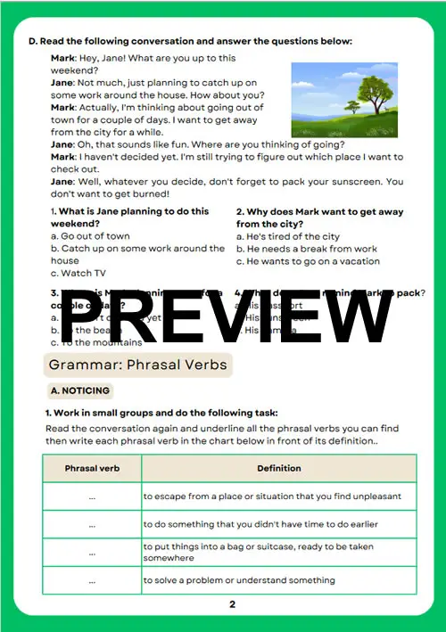 Phrasal Verbs Worksheet: Engaging Students To Discover Form And Meaning ...