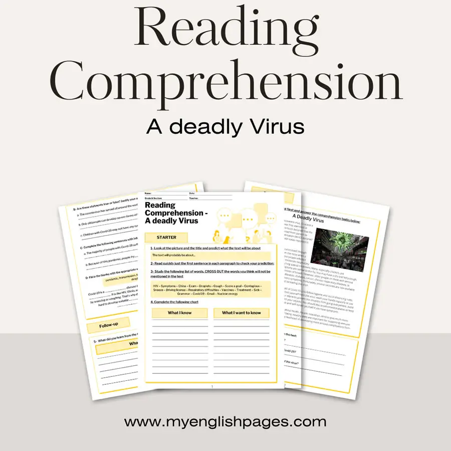 Reading Comprehension About Coronavirus Worksheet - My English Pages