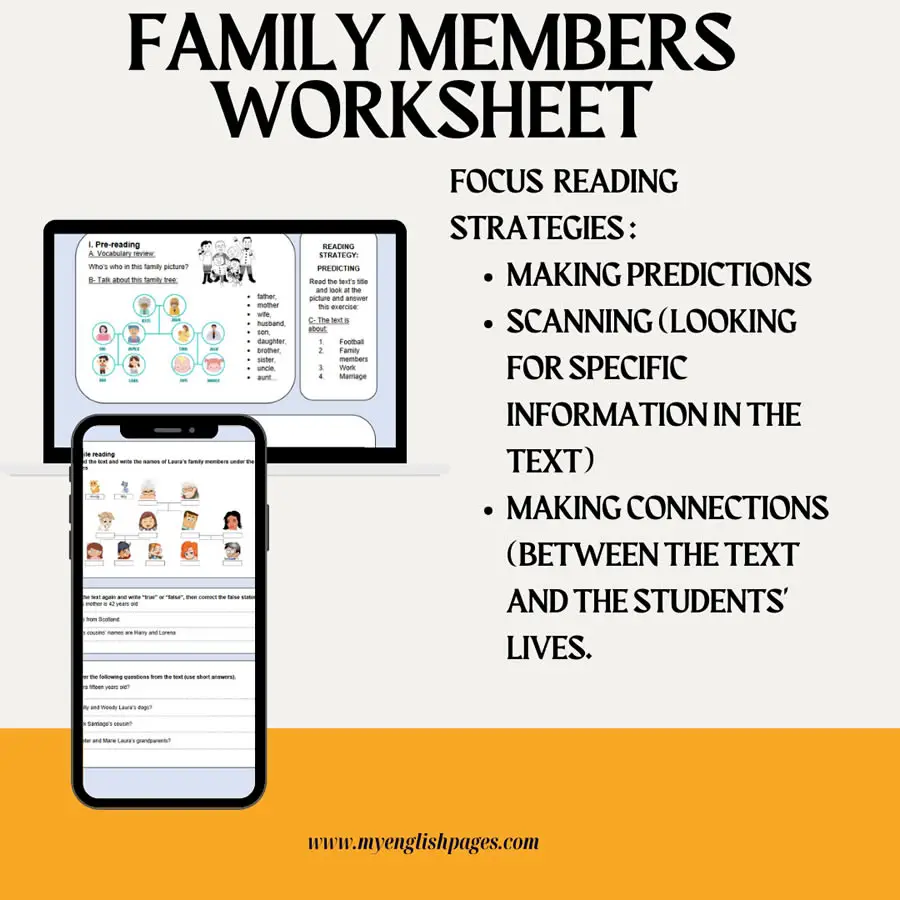 Reading Comprehension Worksheet About Family Members - My English Pages