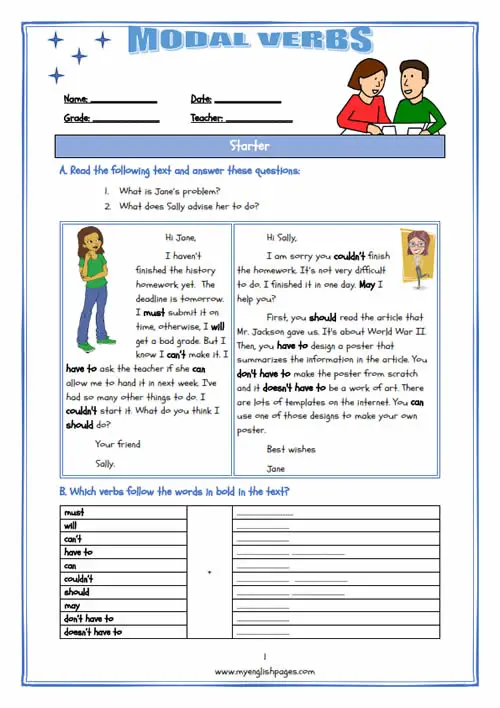 A Comprehensive Downloadable Modal Verbs Worksheet PDF - My English Pages