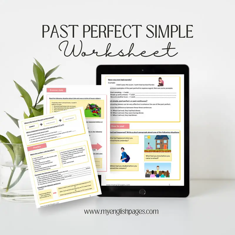 Past Perfect Simple Tense Worksheet (Printable PDF) - My English Pages