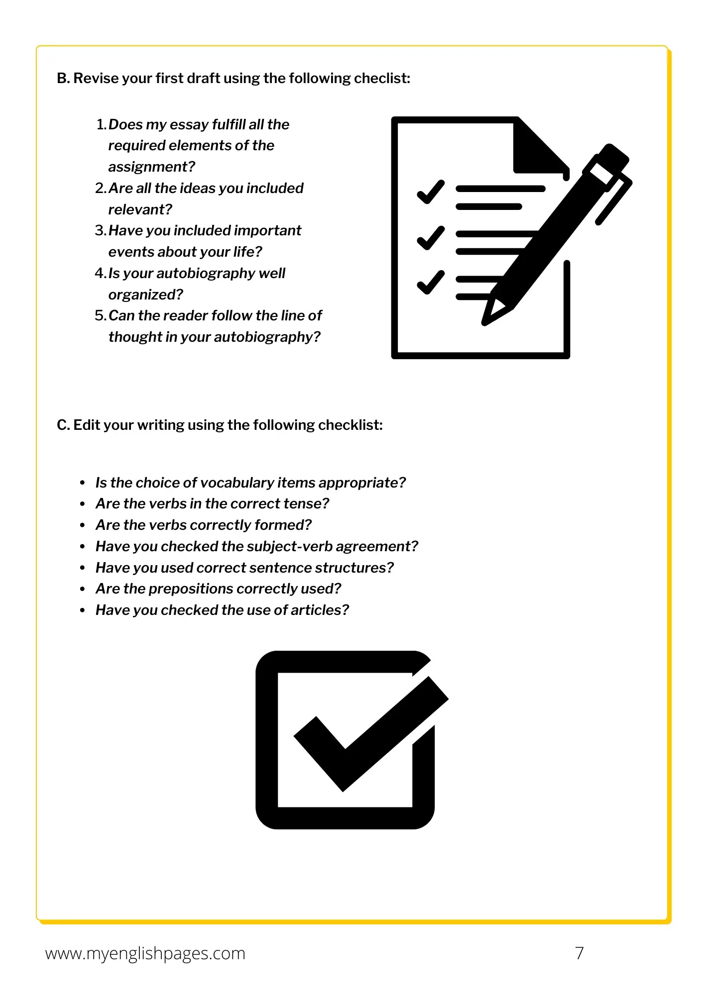 Writing An Autobiography Worksheet (PDF) - My English Pages
