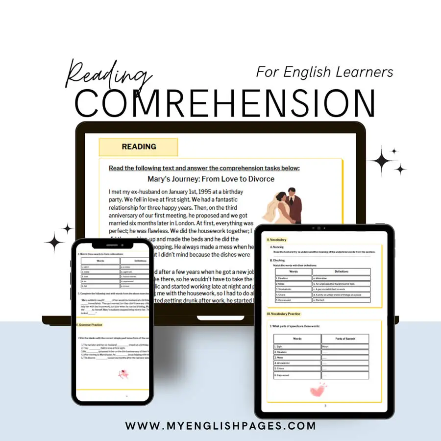 Reading Comprehension About Divorce: 8-Page Worksheet With Answers (PDF ...