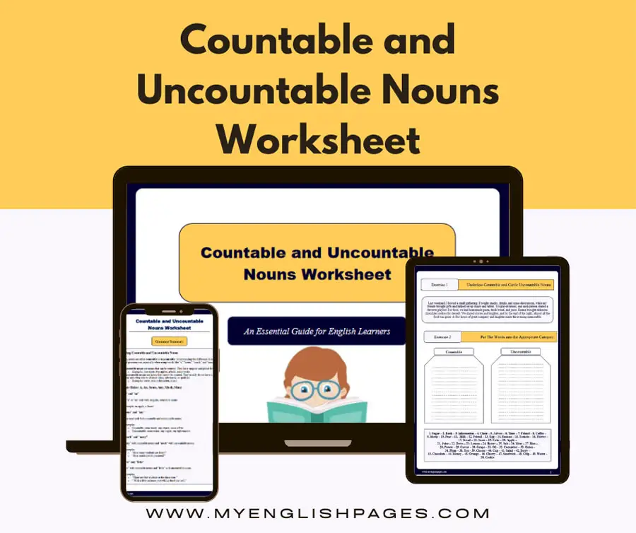 Worksheet On Countable And Uncountable Nouns - ESL Resource PDF & Word