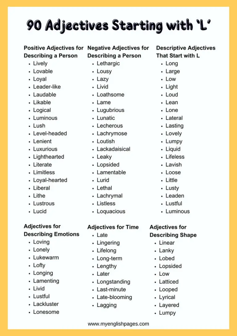 90 Adjectives Starting With L: Expand Your Vocabulary!