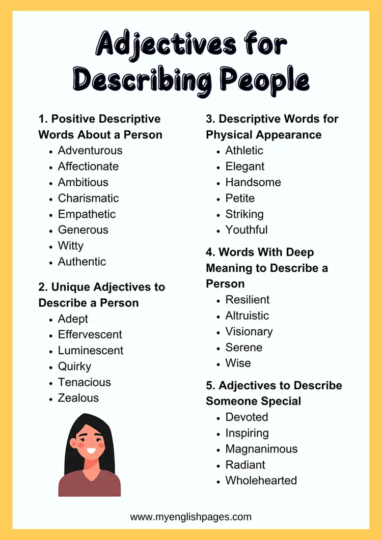 Engaging Descriptive Adjectives About A Person Exercises - Practice Now!