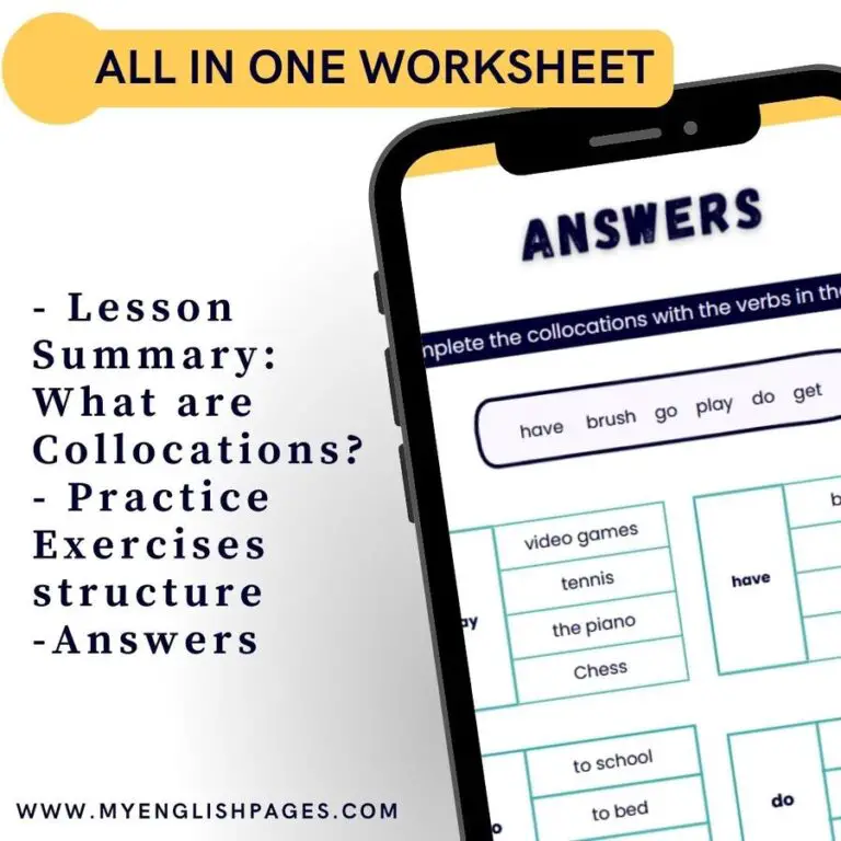 Collocation Worksheet With Answers - PDF Download For ESL/EFL Learners ...