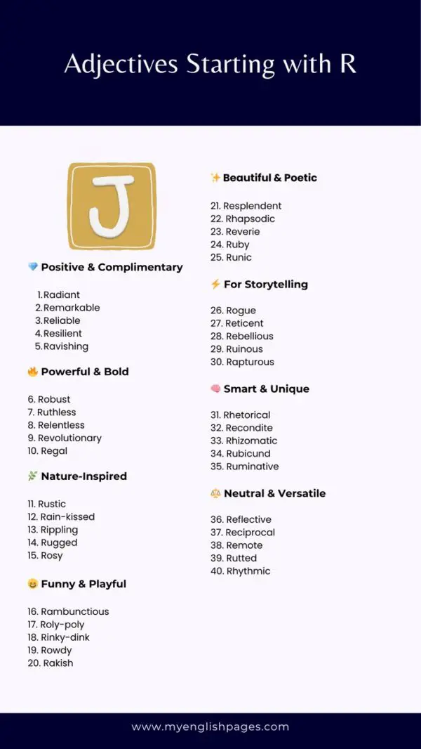 Adjective Words With R: Rich, Radiant, And Remarkable Descriptions