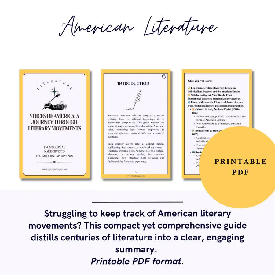 American Literature Summary Guide: Periods, Authors & PDF Guide