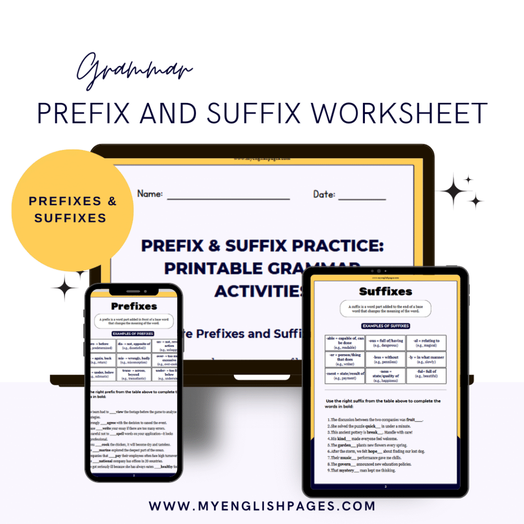 Prefix And Suffix Worksheets: Digital PDF Download (7 Pages ...