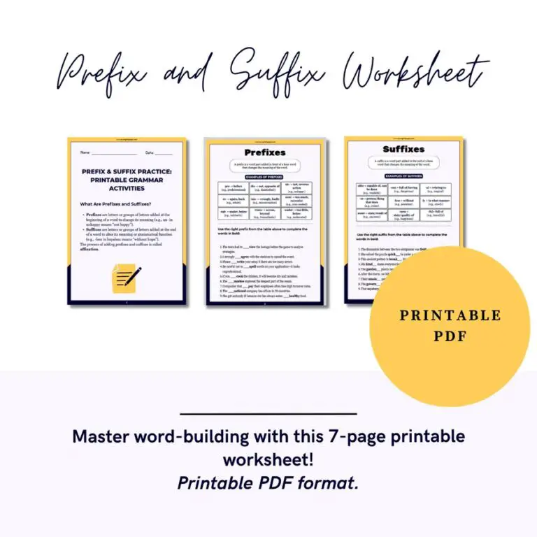 Prefix And Suffix Worksheets: Digital PDF Download (7 Pages ...