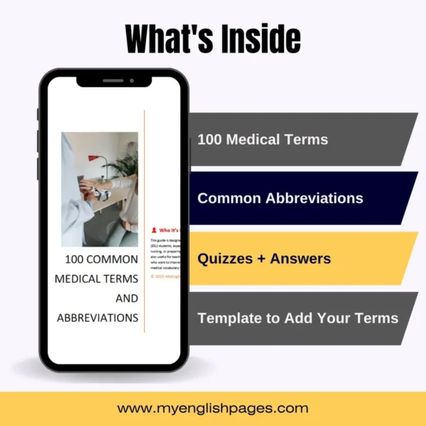 100 Common Medical Terms For ESL Students – PDF Guide With Quizzes