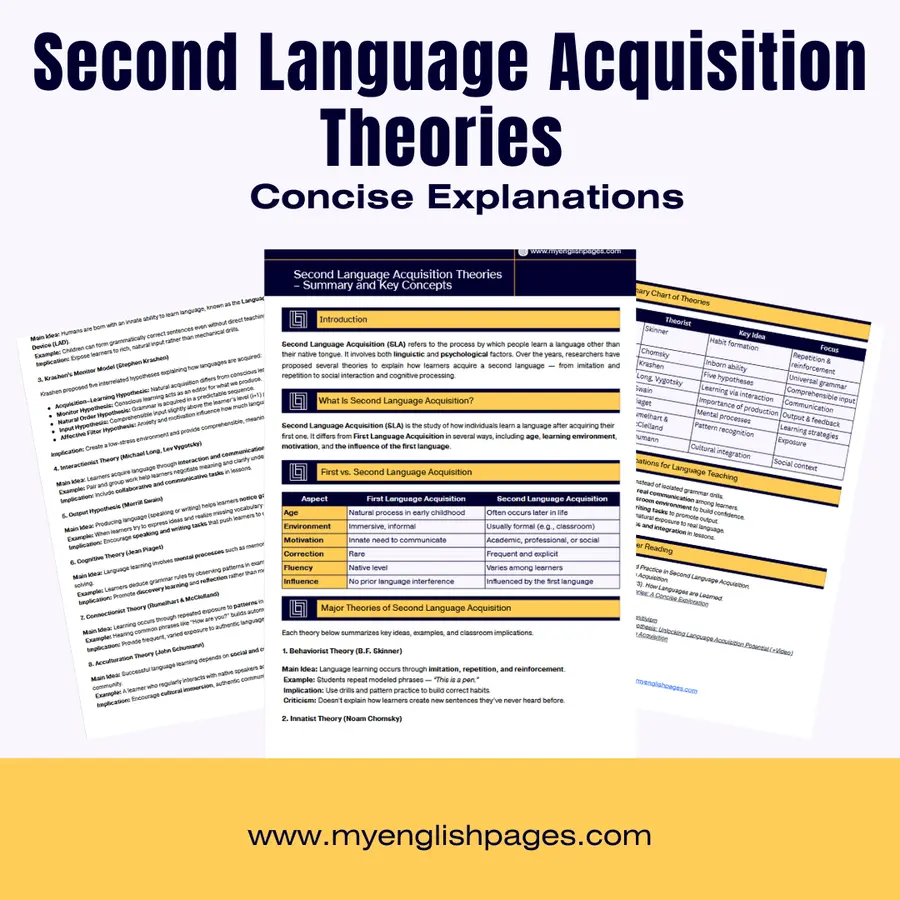 Second Language Acquisition Theories | Free PDF For Teachers