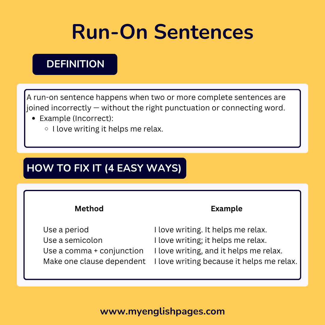 Run-On Sentence: Definition, Examples, And Easy Fixes